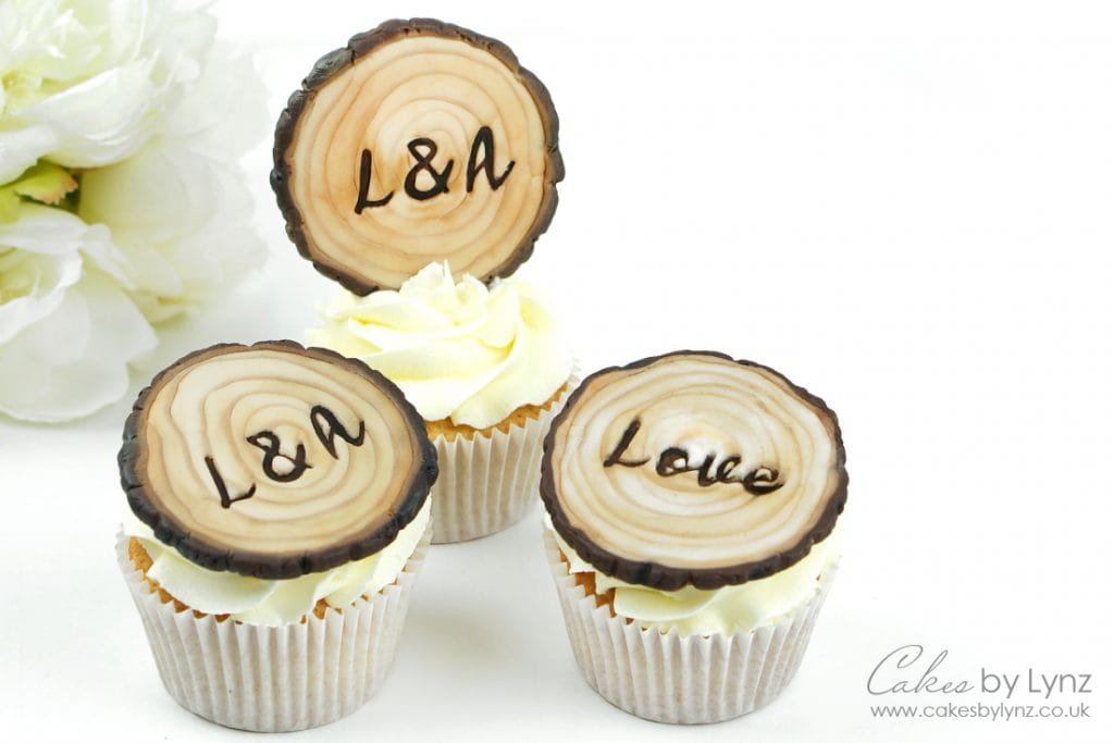 Edible Fondant Wood Slice Cake Toppers - Cakes by Lynz
